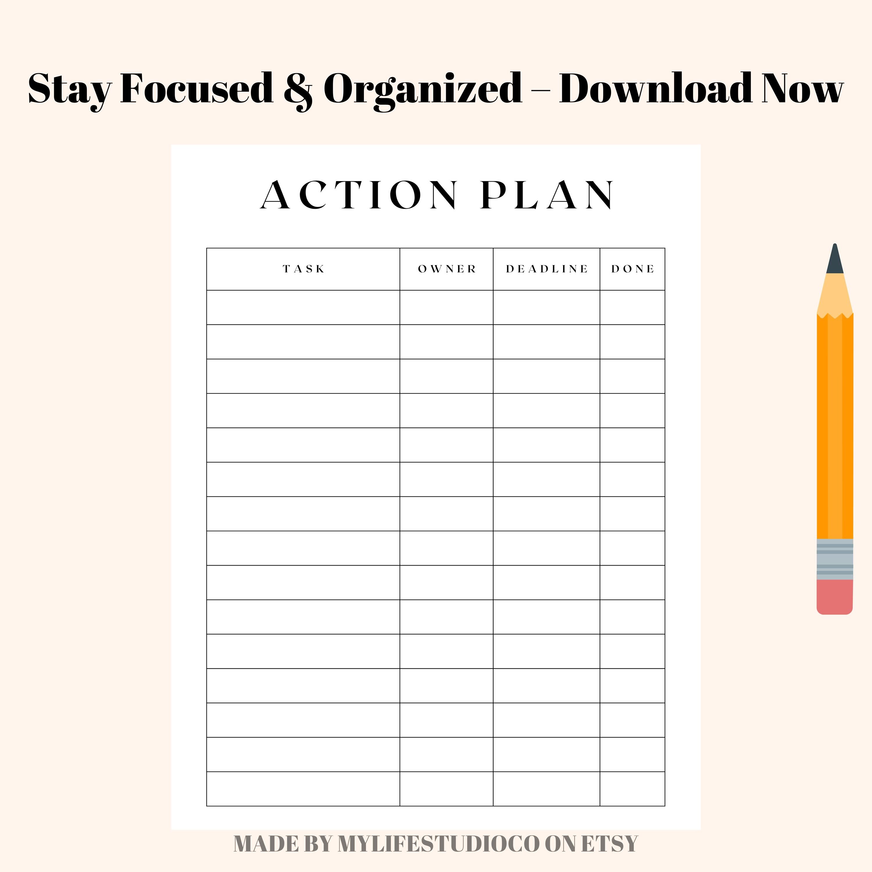 Action Plan Template | Goal Planner | Project Planner | Business Plan ...