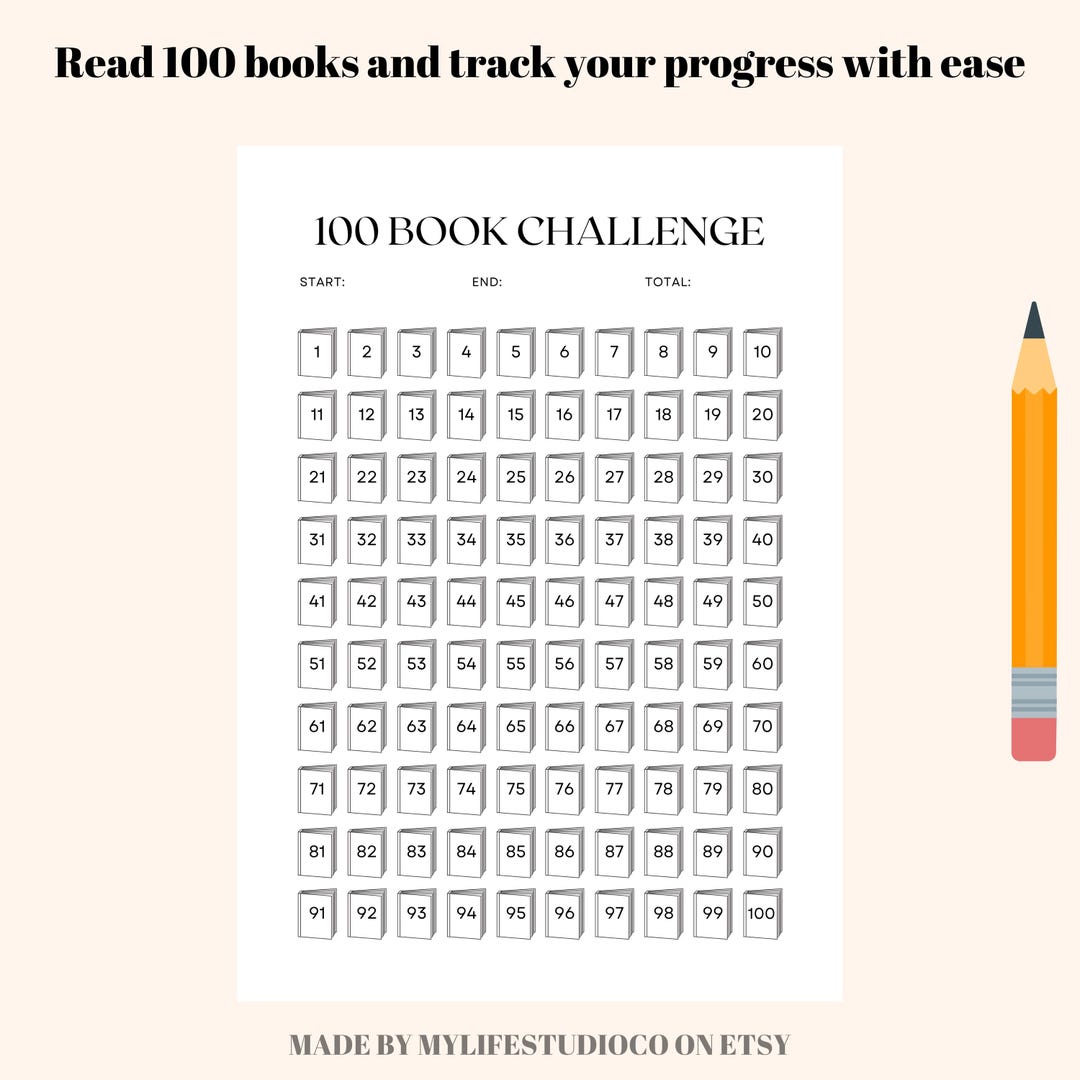 100 Book Challenge | Printable Reading Tracker | Goal Planner | 100 ...