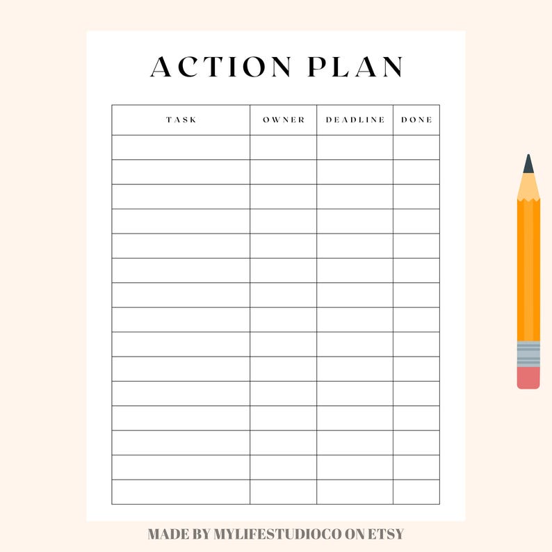 Action Plan Template | Goal Planner | Project Planner | Business Plan ...