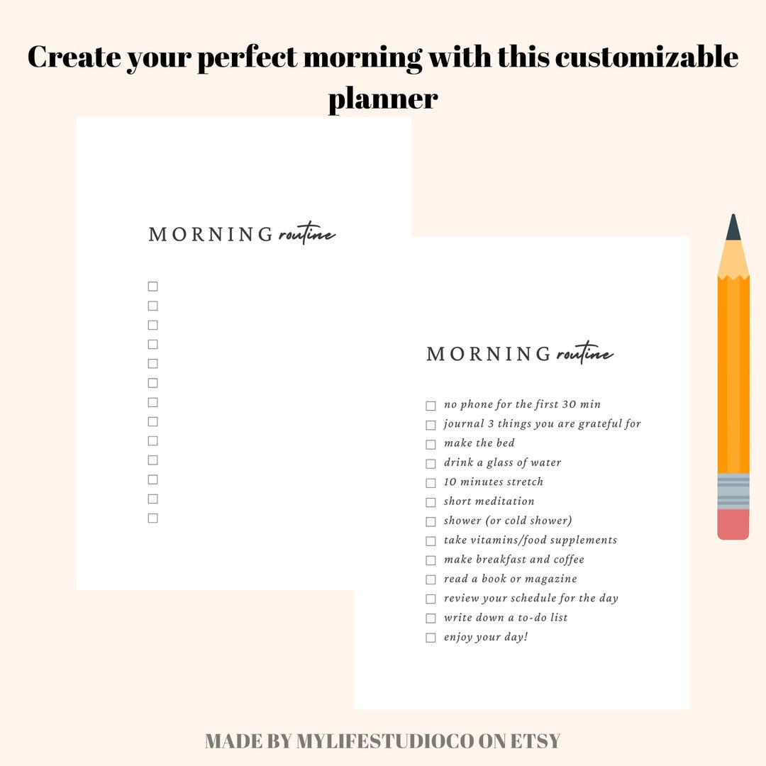 Customizable Morning Routine Planner | Daily Schedule | Personalized ...