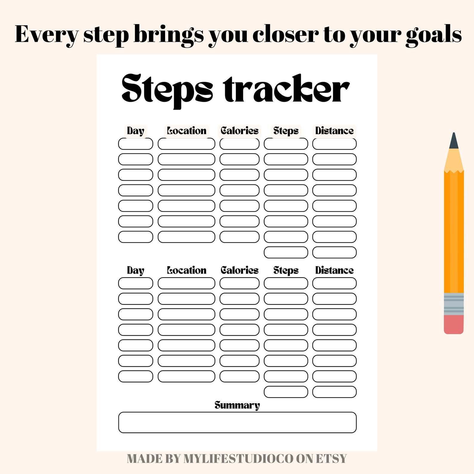 Steps Tracker | Daily Step Log | Fitness Tracker | Walking Goal Planner ...