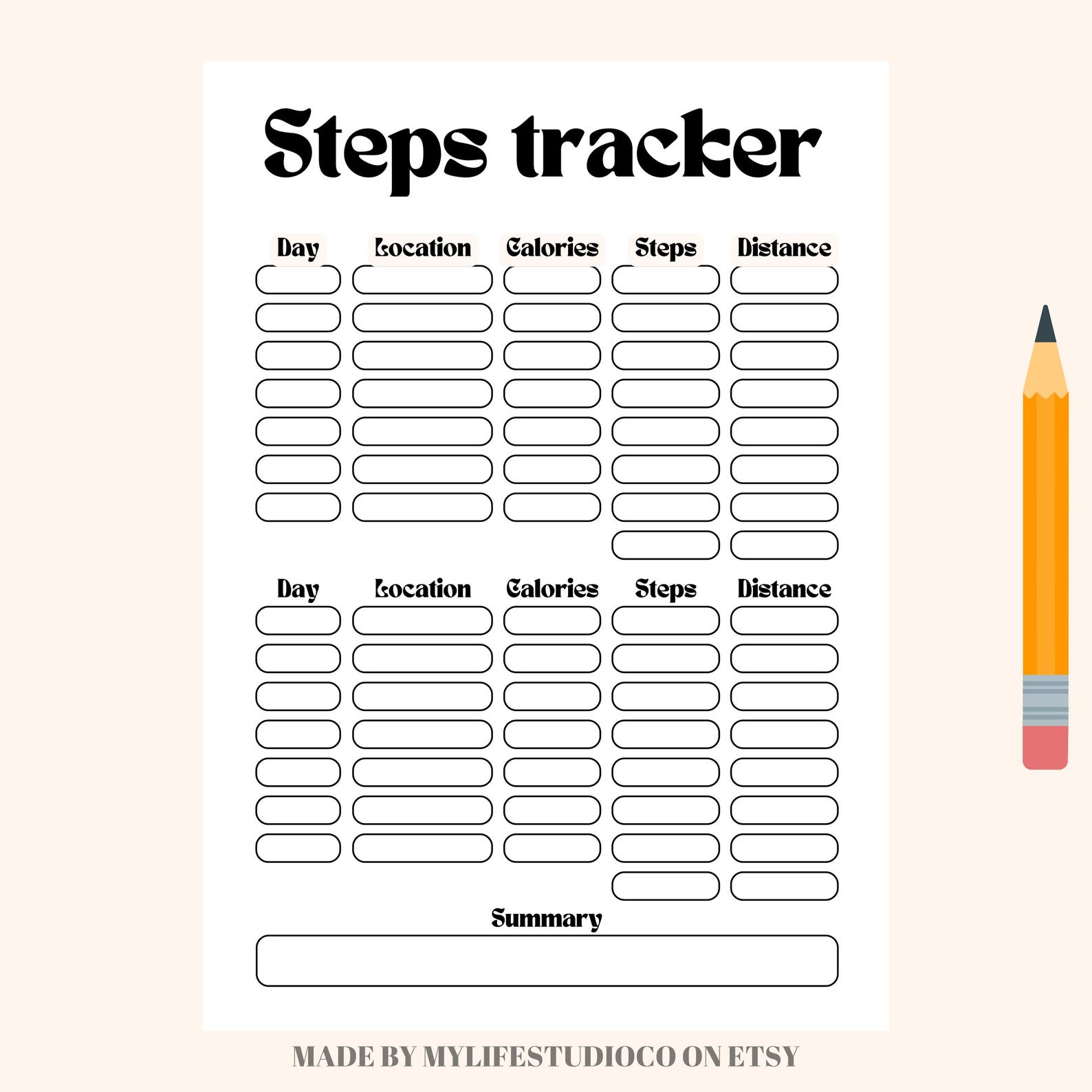 Steps Tracker | Daily Step Log | Fitness Tracker | Walking Goal Planner ...