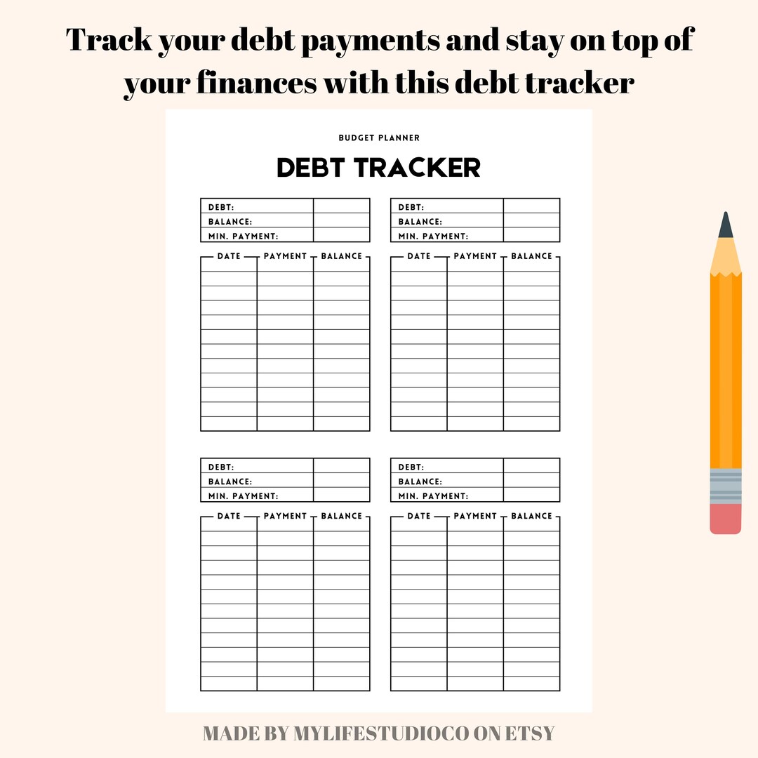 Debt Tracker Printable, Debt Payment Planner, Finance Tracker, Budget ...