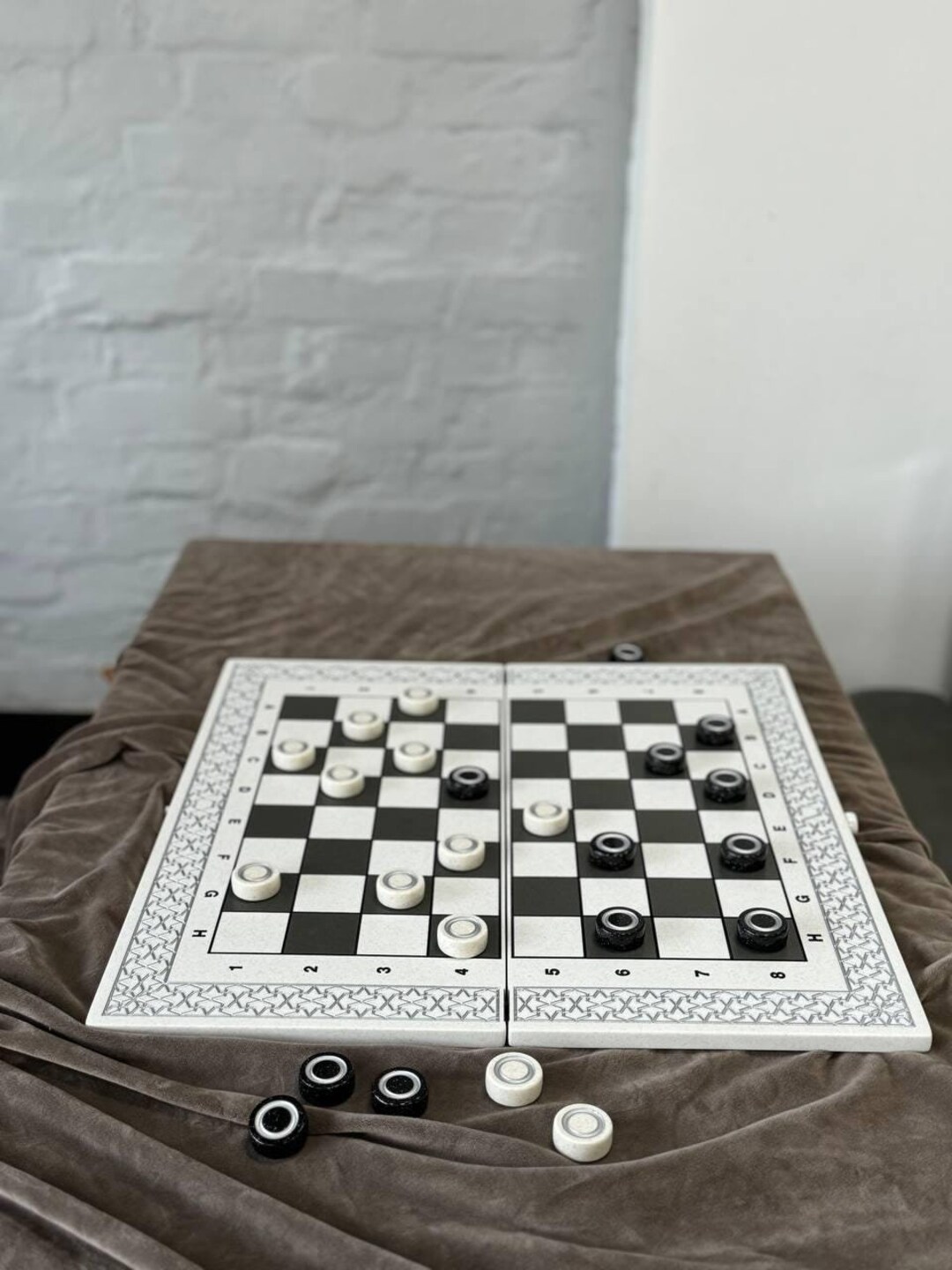 Checkers Set Made of White Acrylic Stone, Gift, Made in Ukraine - Etsy