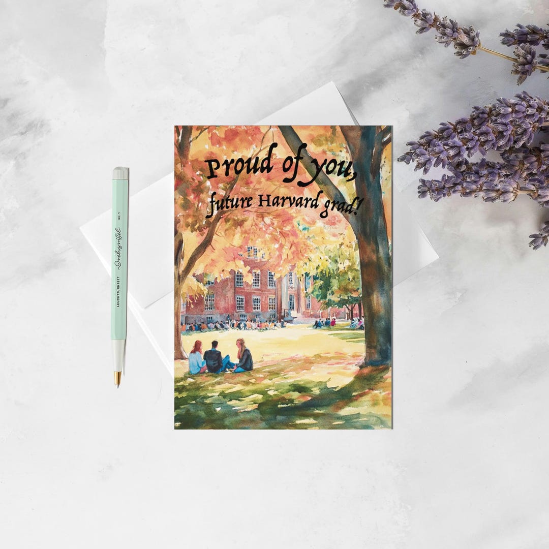 Harvard Acceptance Card – Proud of You Future Harvard Grad – Watercolor ...