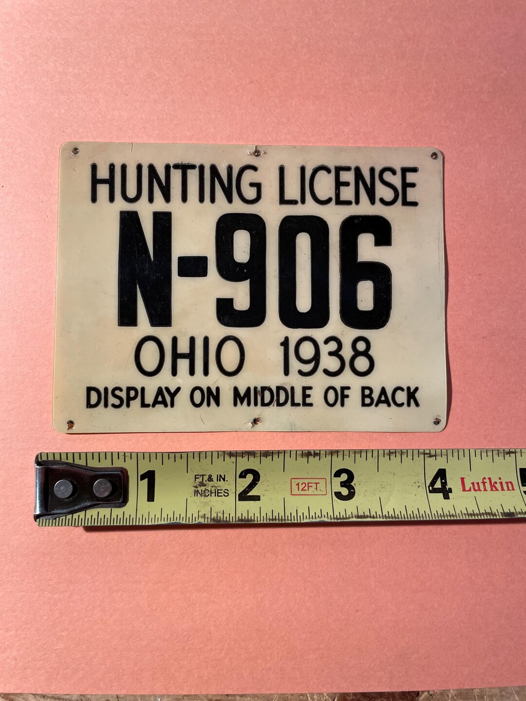Vintage Plastic 1938 Ohio Hunting License Back Display - Etsy