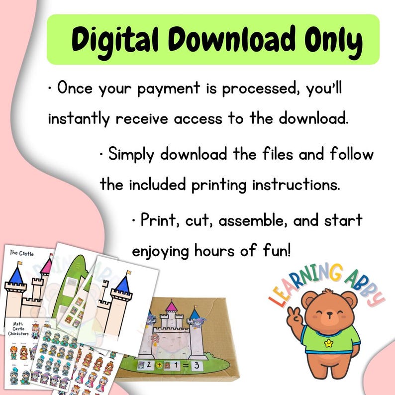 Interactive Math Castle Printable | Addition and Subtraction Activity ...