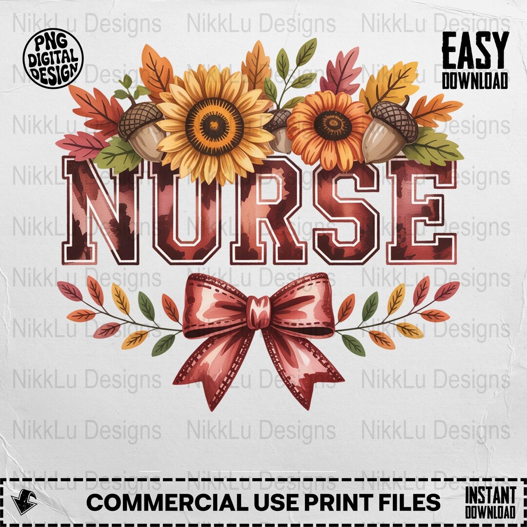 Fall Nurse PNG, Autumn Nurse Digital T-shirt Sublimation Design, Fall ...