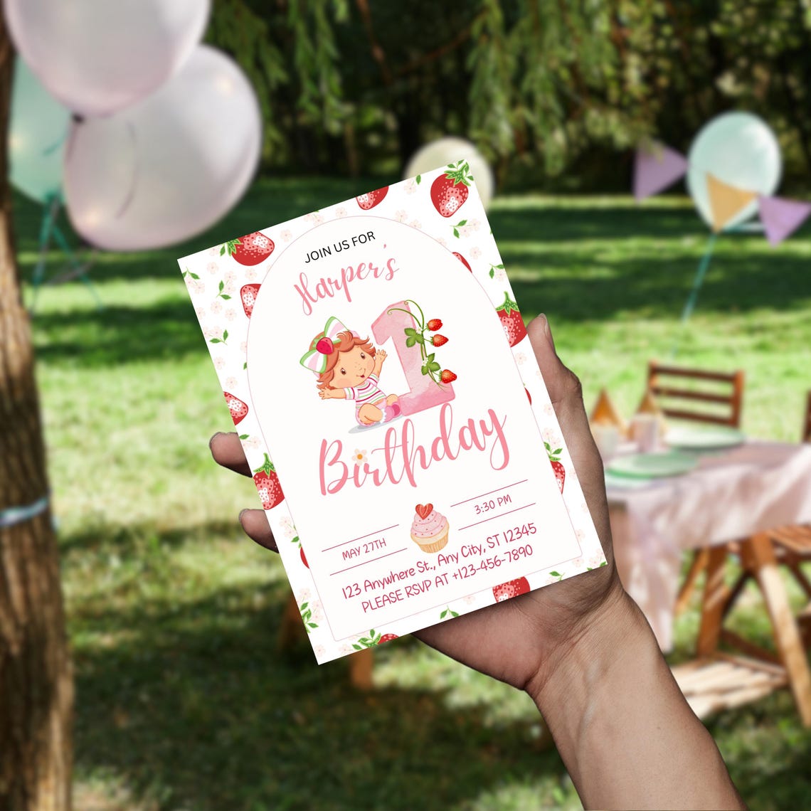 Strawberry Shortcake, Berry, First 1st Birthday Invitation, First Berry ...