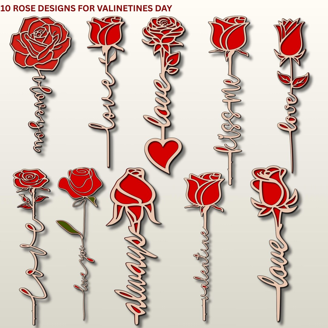 Two Layered Rose Laser Cut Svg File| Valentines Day Vector Files Wood ...