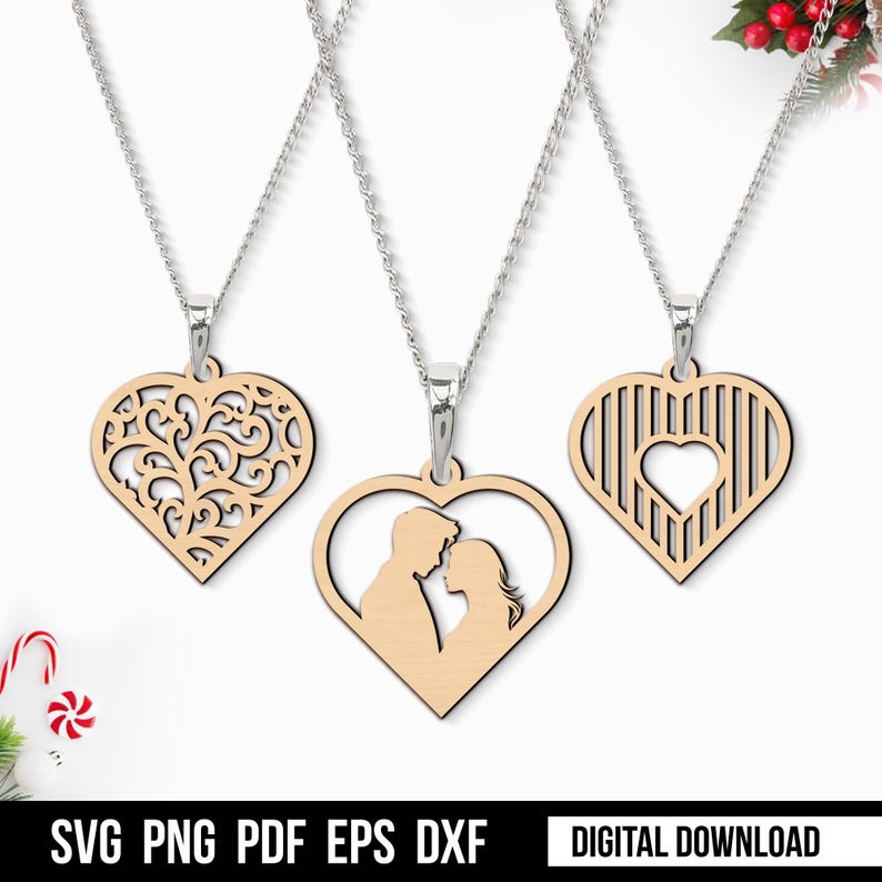 Wood Jewellery, Pendants and Earrings, DXF, SVG, EPS, Digital and ...