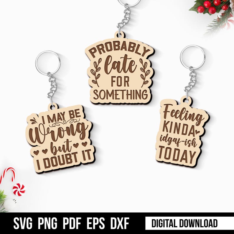 15 Keychain SVG File Designs With Text |DIGITAL FILE | Glowforge ...