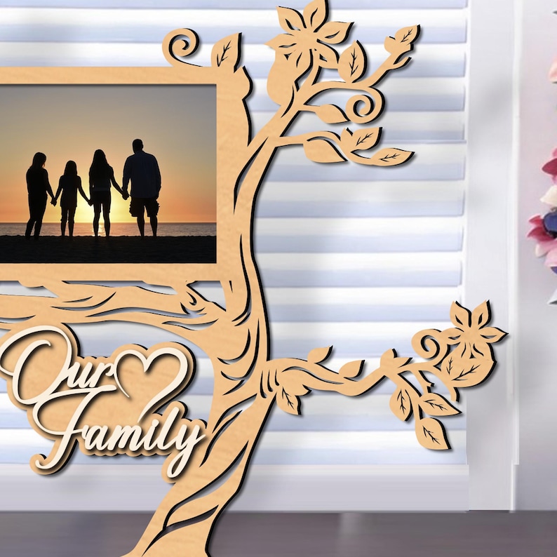 Laser Cut Family Tree Photo Frame SVG Bundle With Stand, Thickness 3mm ...