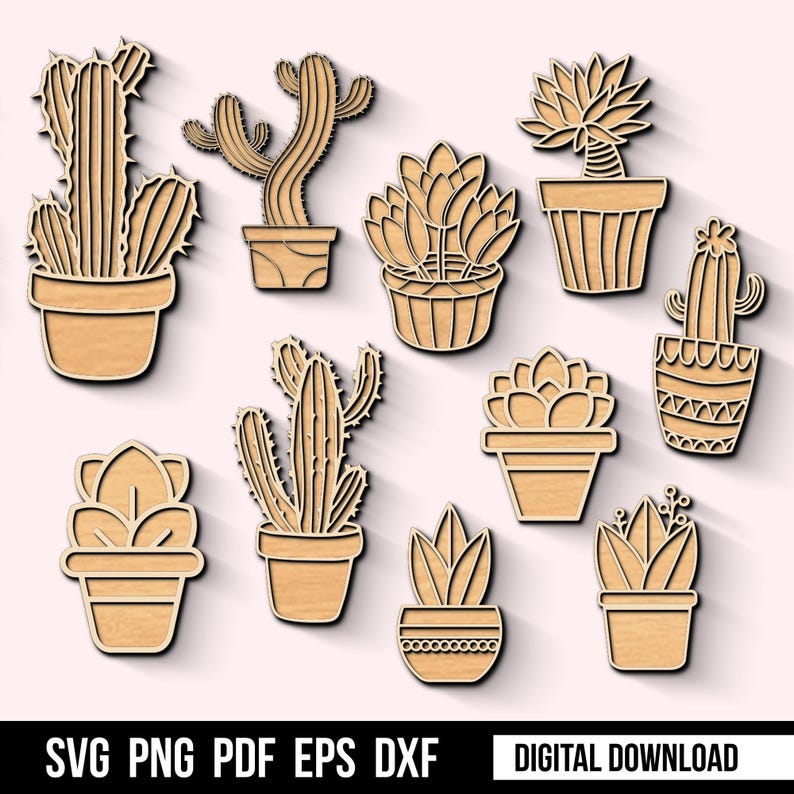 Succulent Laser Cut SVG Bundle: Home Decor Designs (digital Download ...