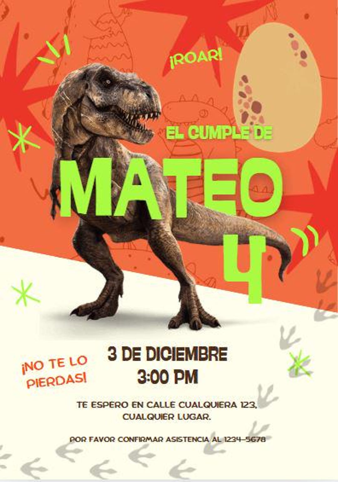 Dinosaur Birthday Video Invitation - Spanish/español - Etsy