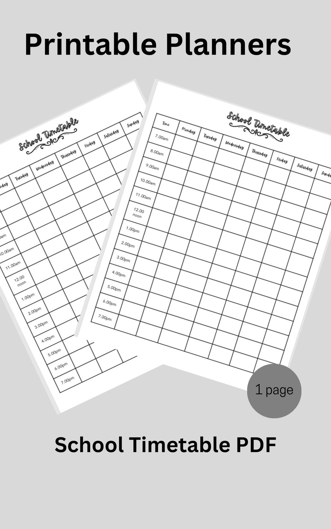 School Timetable Pdf - Etsy