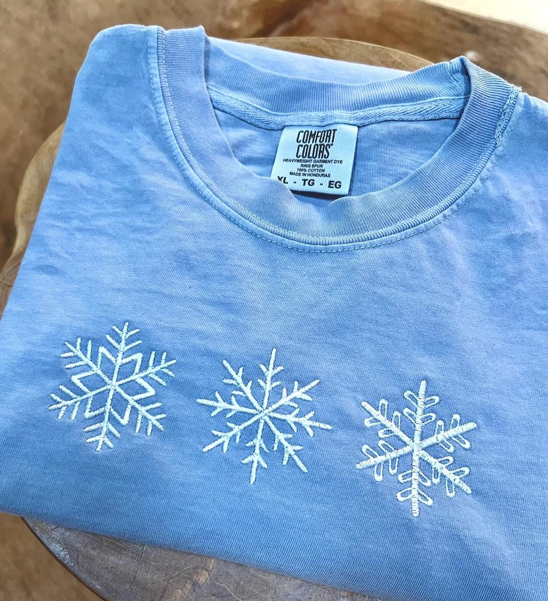 Comfort Colors Snowflakes Shirt: Embroidered Mini Cute Snowflakes ...