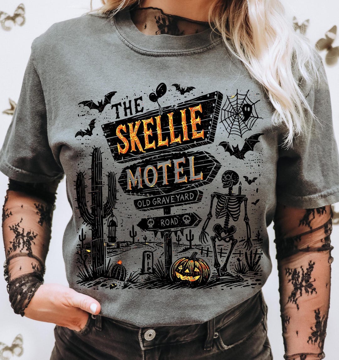 Comfort Colors Halloween Shirt: Skellie Motel Skeleton Tee - Etsy