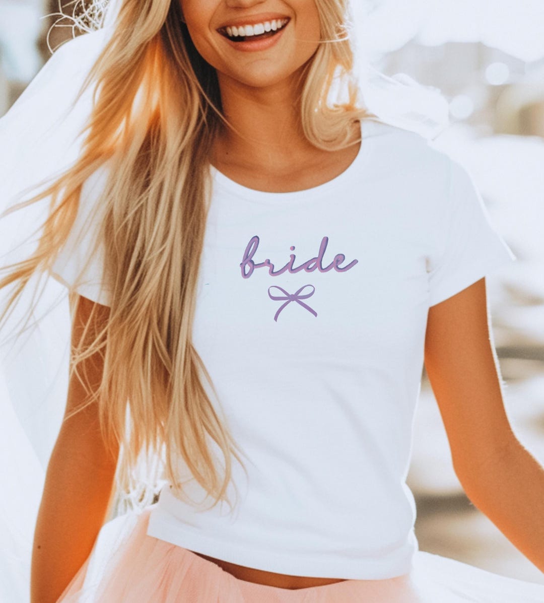 Embroidered Bride Crop Top With Bow: Bachelorette Party Shirt - Etsy