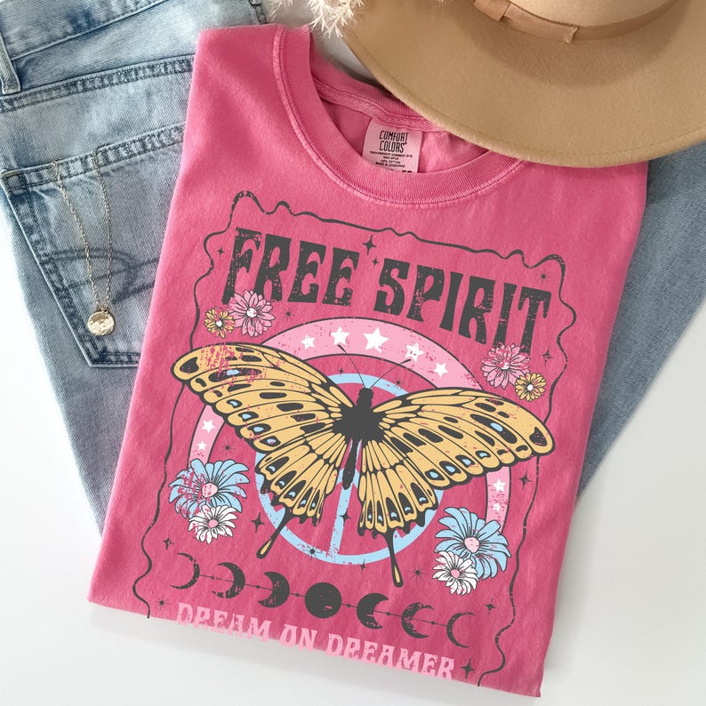 Comfort Colors Free Spirit Shirt - Retro Boho Summer Tee - Oversized ...