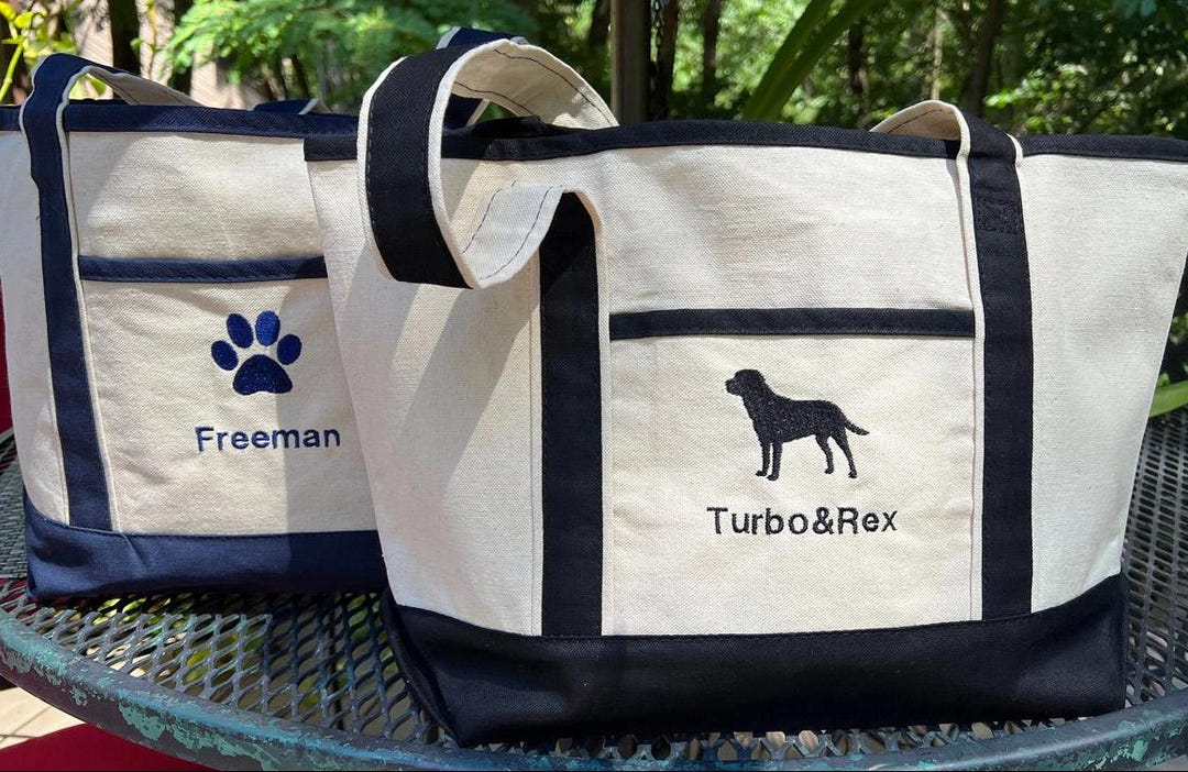 Personalized Dog Tote Bag: Custom Embroidered Breed & Name, Heavy ...