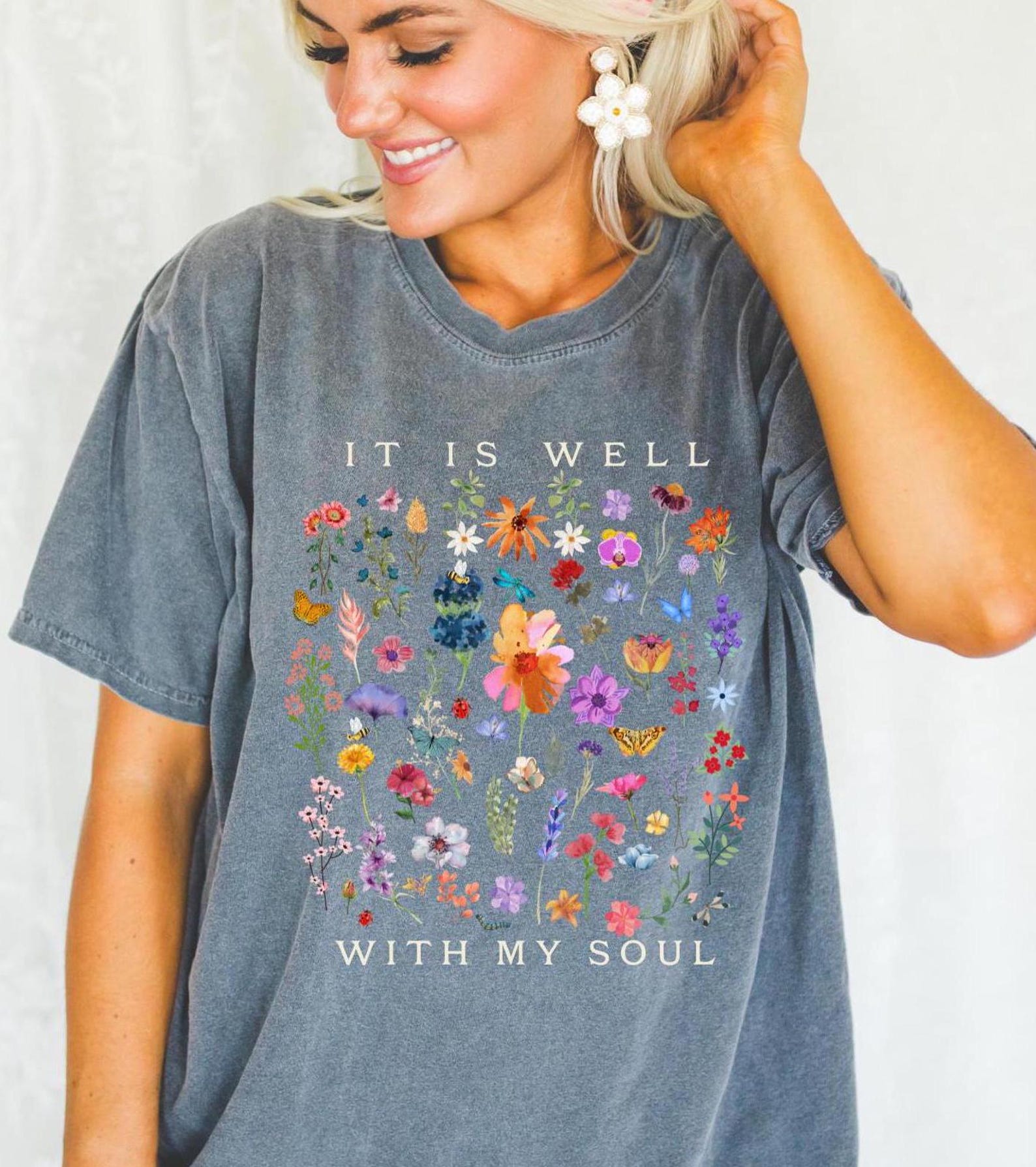 Comfort Colors Christian T-shirt: It is Well Floral, Religious Apparel ...