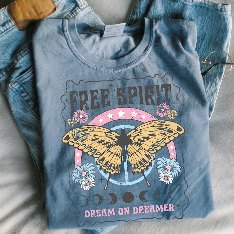 Comfort Colors Free Spirit Shirt - Retro Boho Summer Tee - Oversized ...