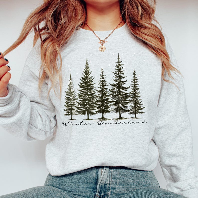 Winter Wonderland Sweatshirt, Christmas Sweater for Women, Pine Trees ...