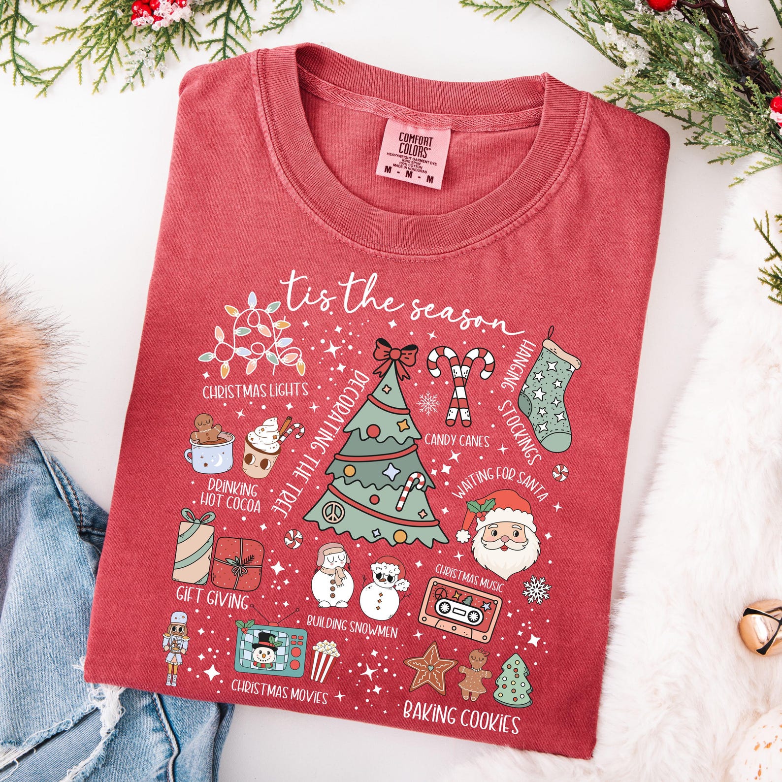 Comfort Colors Christmas Shirt, Tis the Season Retro Santa T-shirt ...
