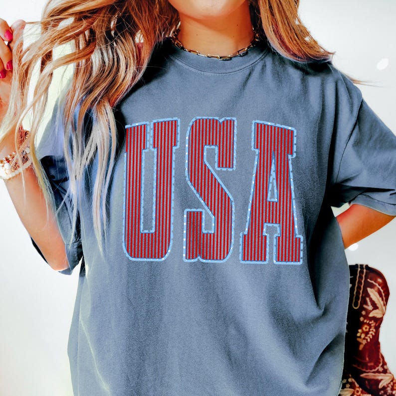 Comfort Colors USA Shirt - Cute Stripes USA Graphic Tee - Retro USA ...