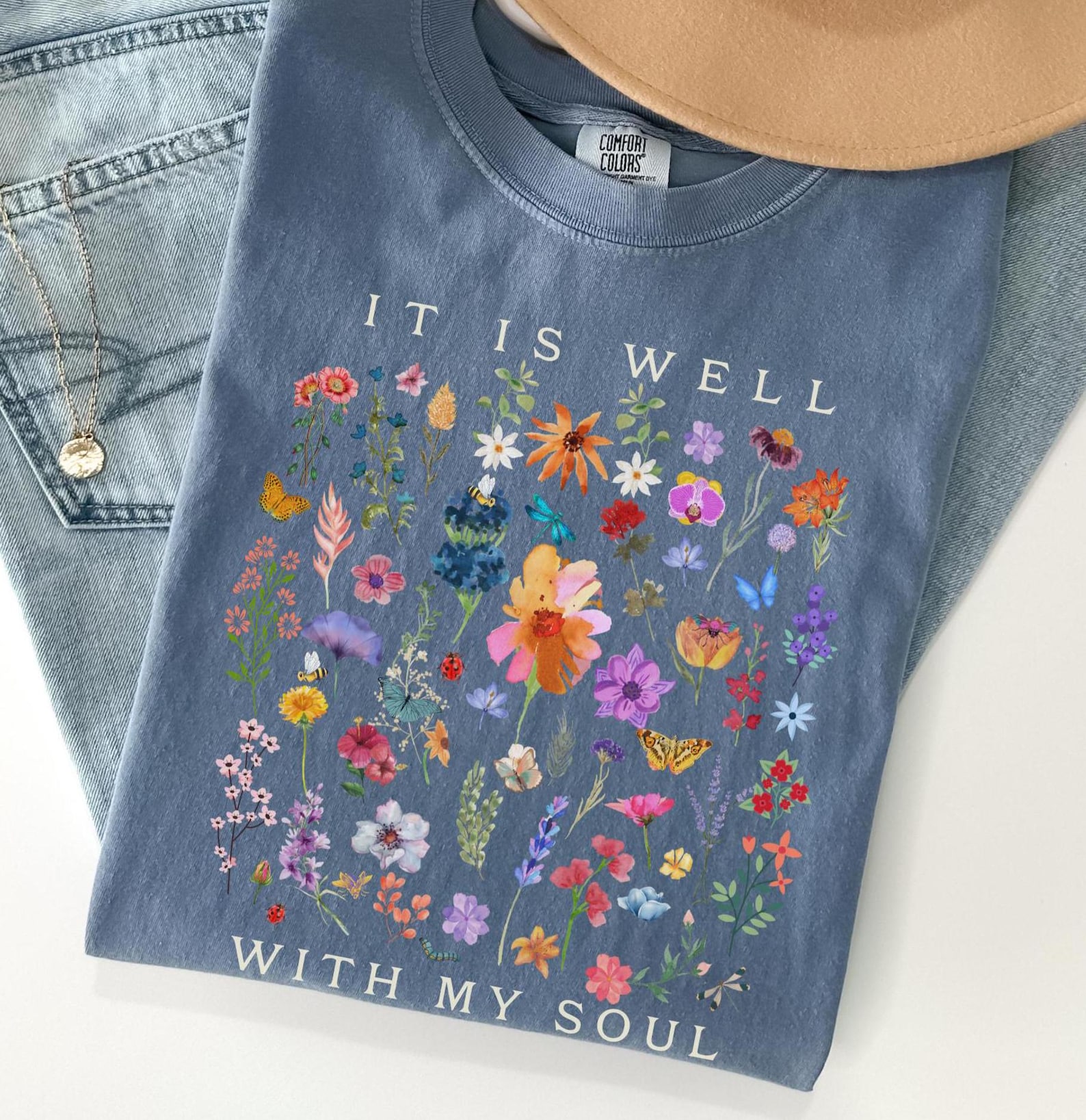 Comfort Colors Christian T-shirt: It is Well Floral, Religious Apparel ...