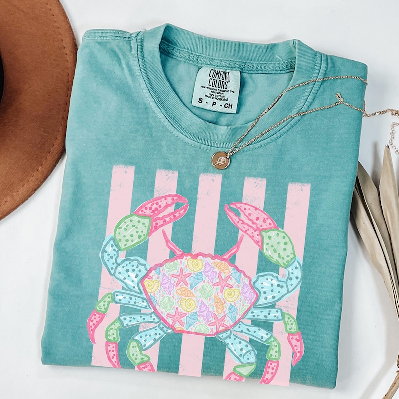 Comfort Colors Crab Shirt - Preppy Crab Graphic T-shirt - Boho Summer ...