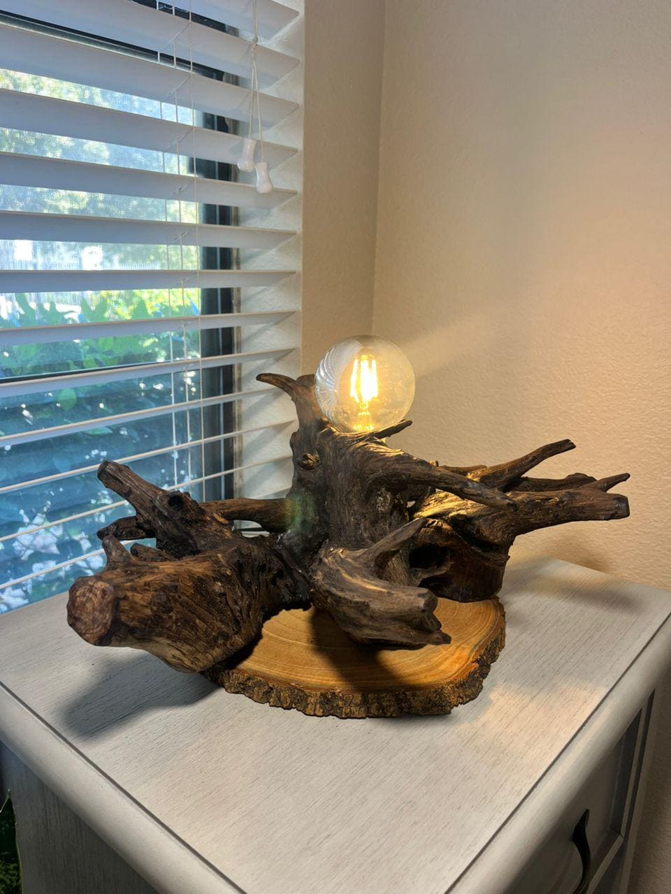 Vintage Dark Tree Trunk Root Lamp - Rustic and Natural Style - Etsy