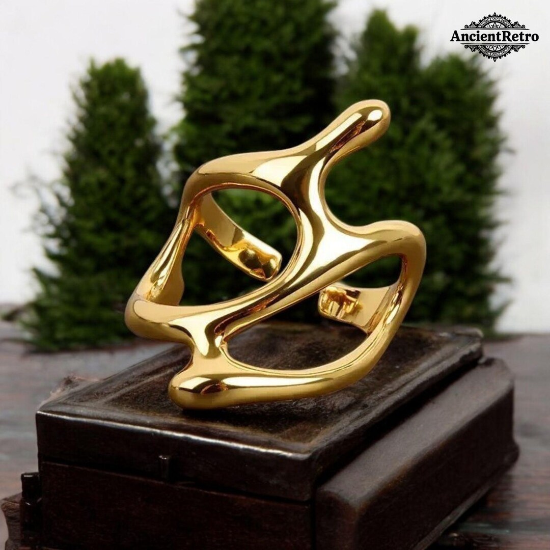 Y2K Silver Liquid Metal Ring – Adjustable Irregular Molten Design ...