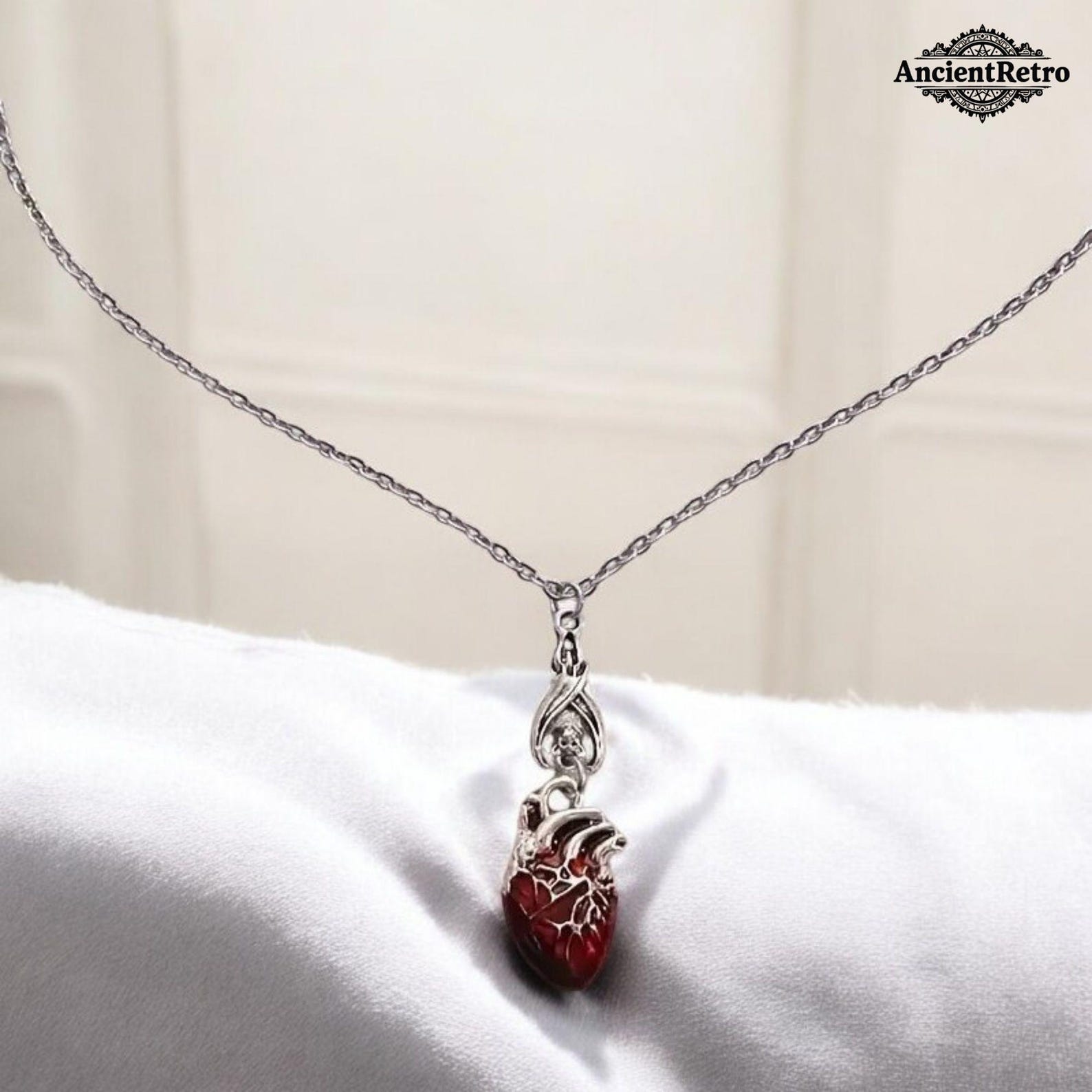 Gothic Vampire Bat Bloody Heart Necklace – Anatomical Heart Pendant ...