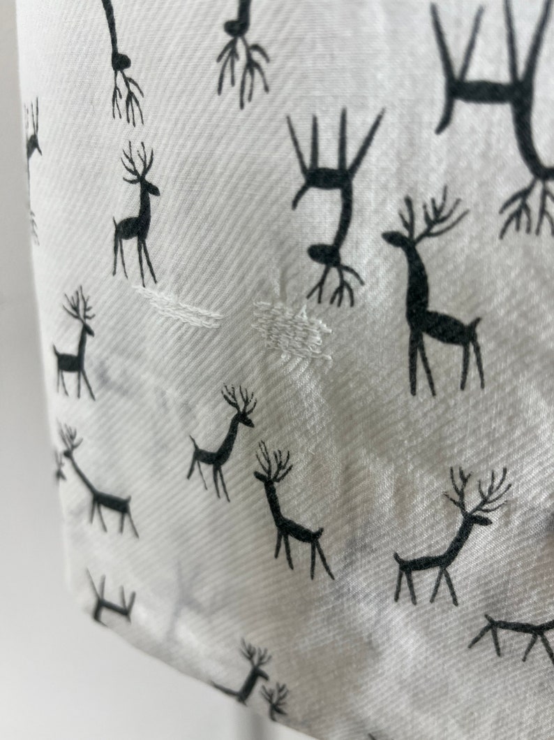 Mid Century Modern Stick Figure Reindeer Robe 1960s Cotton - Etsy