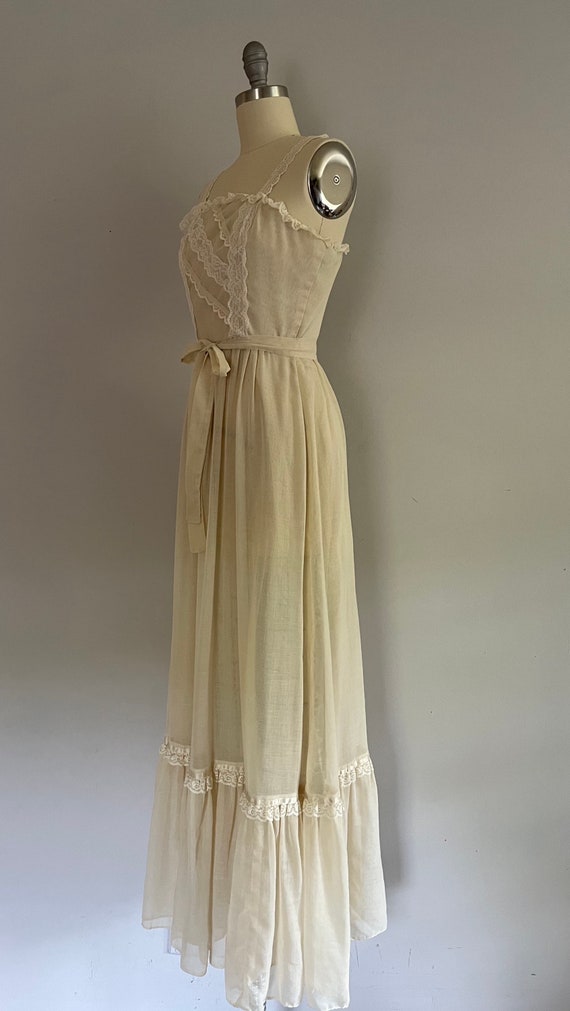 1970s Candi Jones Voile Sundress | 70s Lace Trimmed M… - Gem