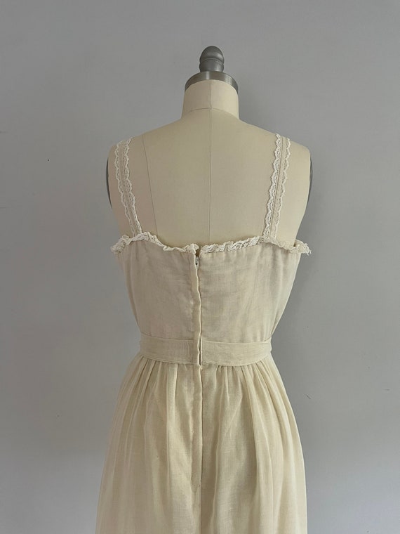 1970s Candi Jones Voile Sundress | 70s Lace Trimmed M… - Gem