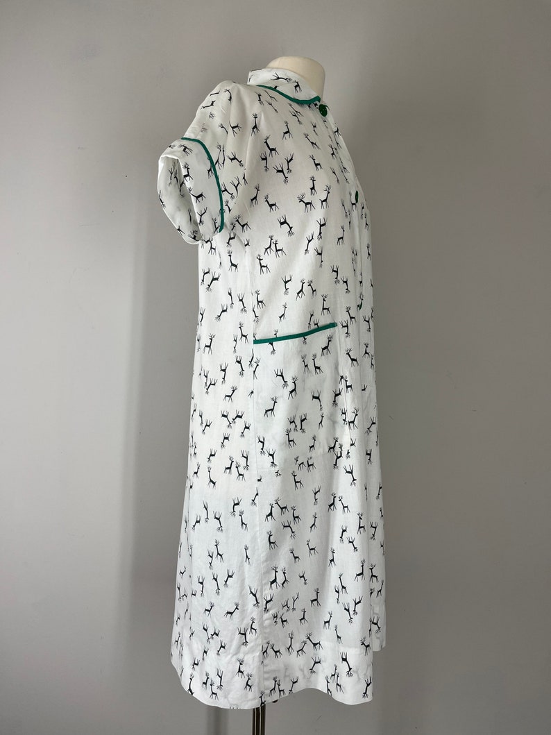 Mid Century Modern Stick Figure Reindeer Robe 1960s Cotton - Etsy