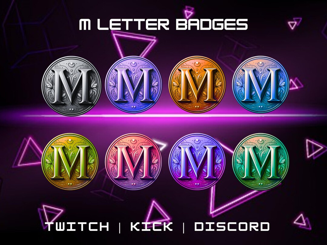 M Letter Sub Badges | Twitch Sub & Bit Badges | Alphabetical Sub Badges ...