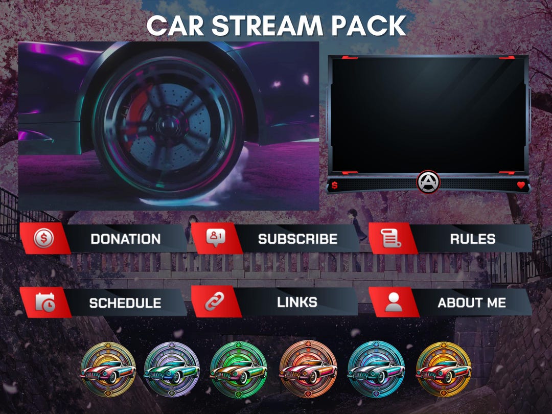 Twitch Car Overlay Pack | Vehicle Stream Graphics for Twitch, Youtube ...