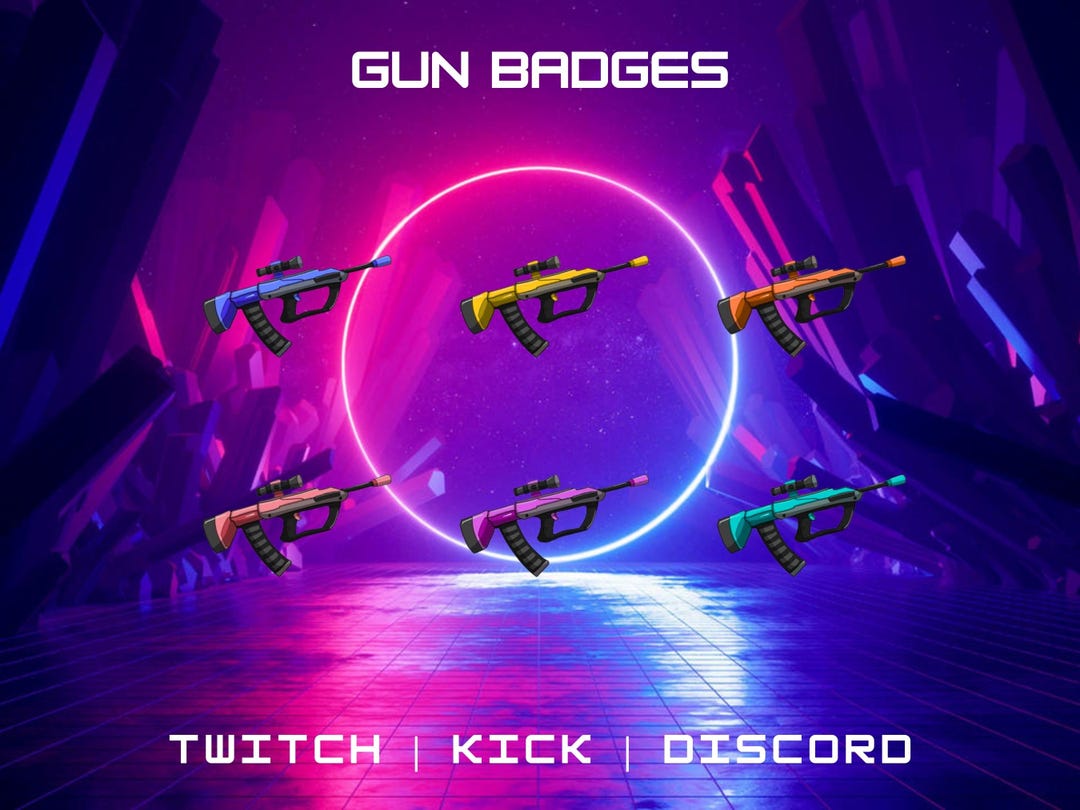 Twitch Gun Badges | Instant Download | Compatible With Twitch, Kick ...