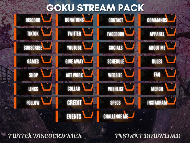 Go-ku Stream Pack | Twitch Complete Overlay | Screens, Panels, Badges ...