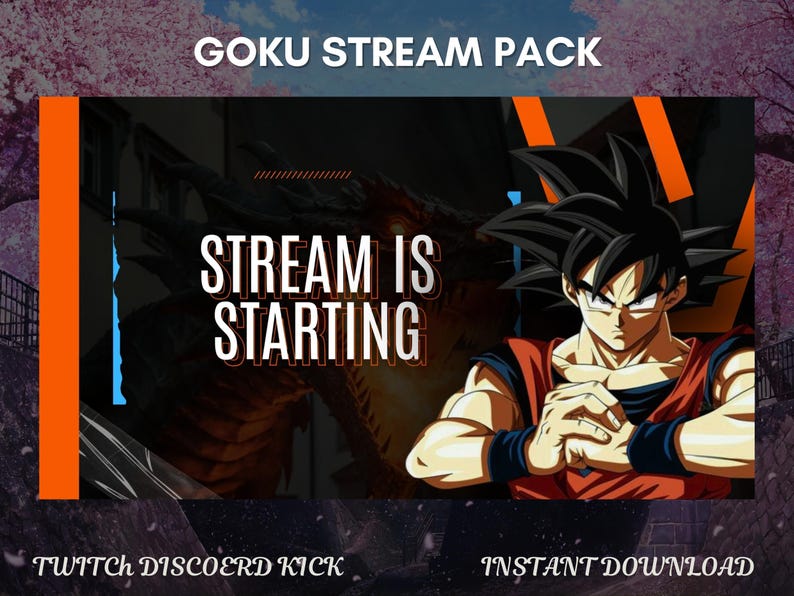 Go-ku Stream Pack | Twitch Complete Overlay | Screens, Panels, Badges ...