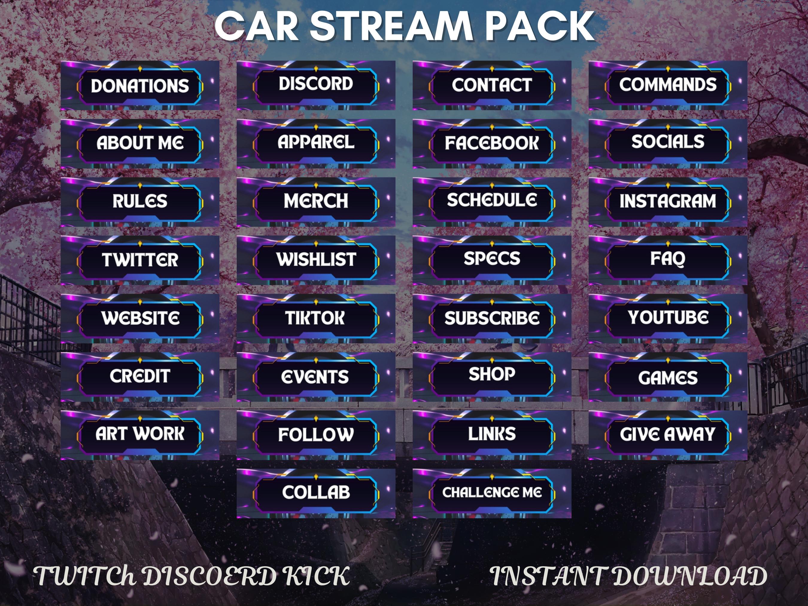 Twitch Car Overlay Pack | Vehicle Stream Graphics for Twitch, Youtube ...