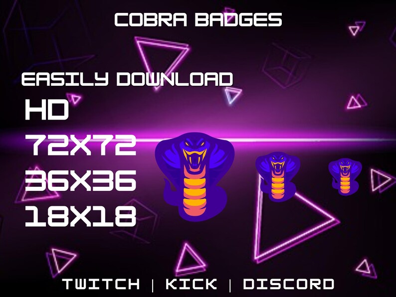 Cobra Sub Badges | Twitch Sub & Bit Badges | Snakes Sub Badges | Kawaii ...