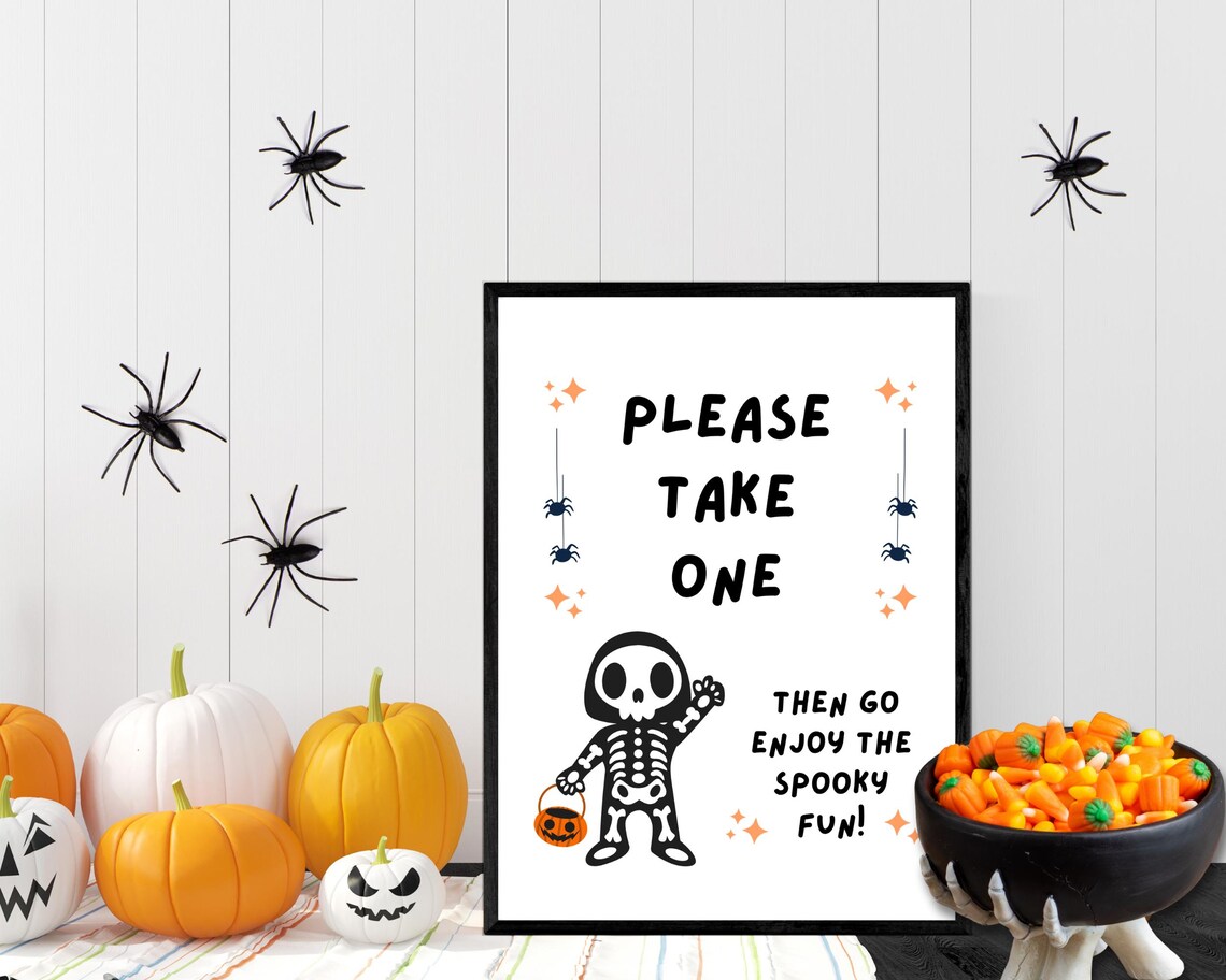 Printable Halloween Candy Bowl Sign, Please Take One Sign, Trick or ...
