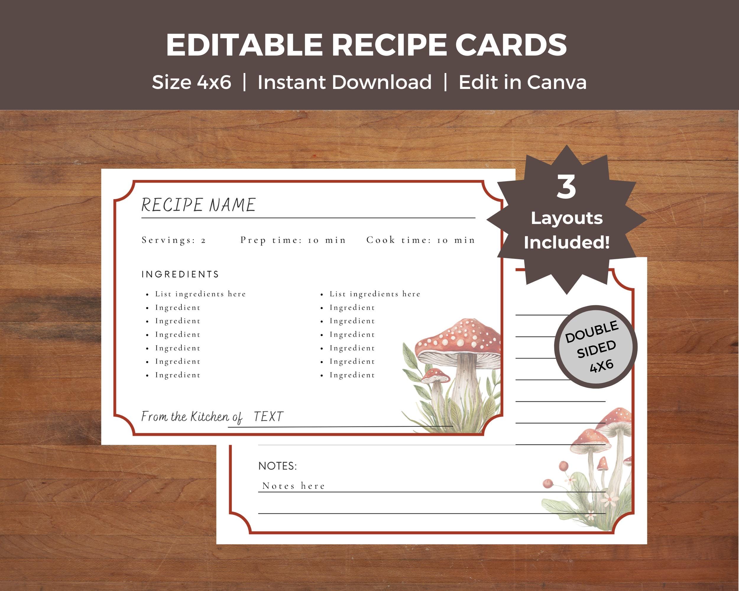 Printable Mushroom Recipe Cards | Cottagecore Kitchen Organization ...