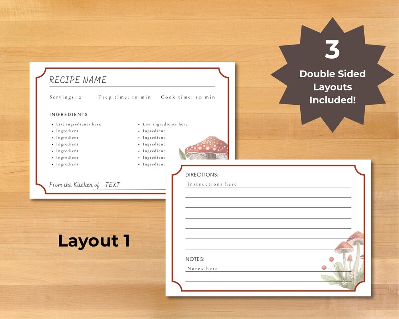 Printable Mushroom Recipe Cards | Cottagecore Kitchen Organization ...