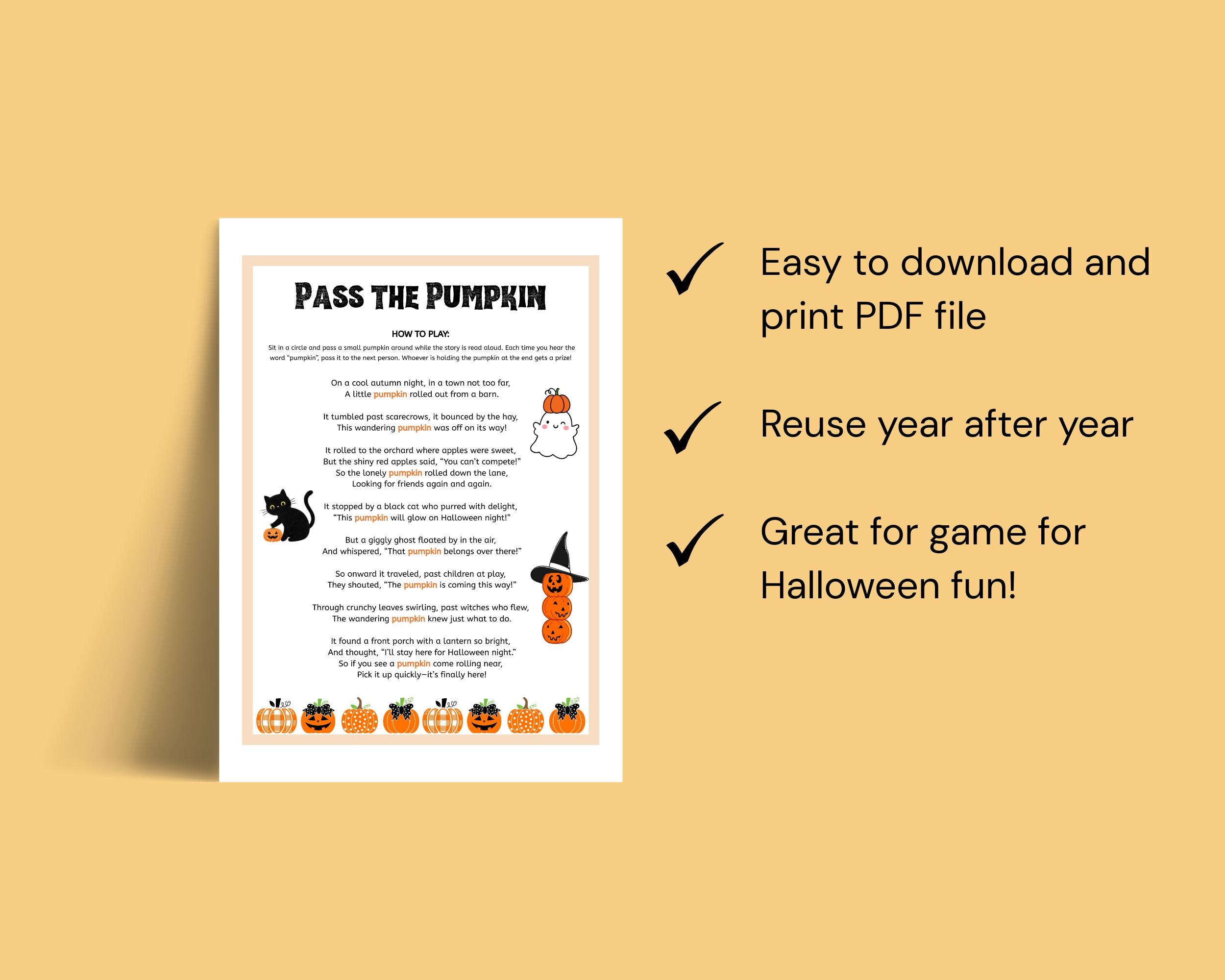 Pass the Pumpkin Game - Easy Halloween Party Game for Kids - Etsy